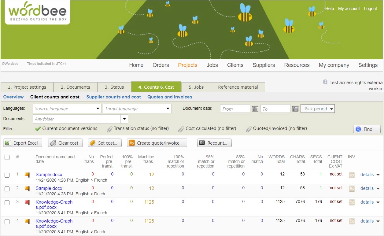 View/download the word count reports